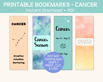 Cancer Zodiac Bookmarks Instant Download Printable - Etsy