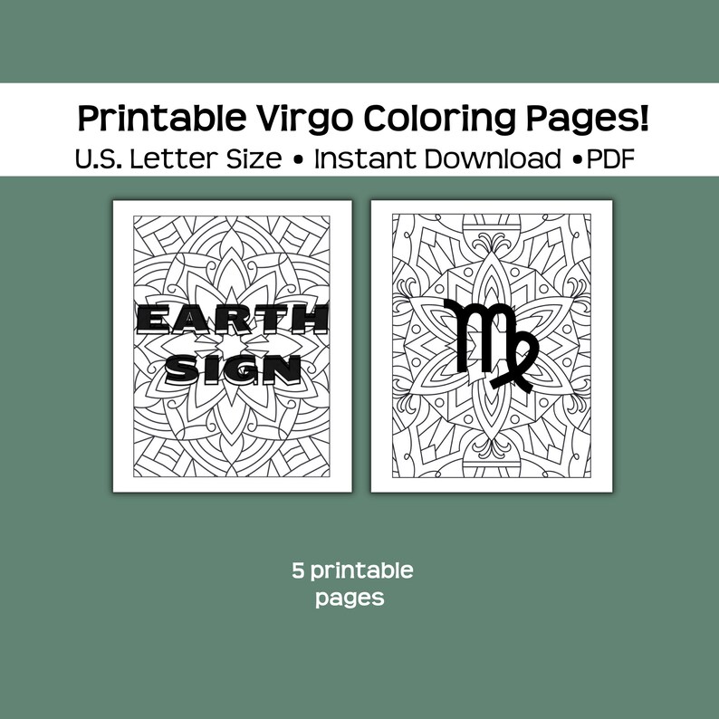 Printable Virgo Coloring Pages August and September Birthday - Etsy