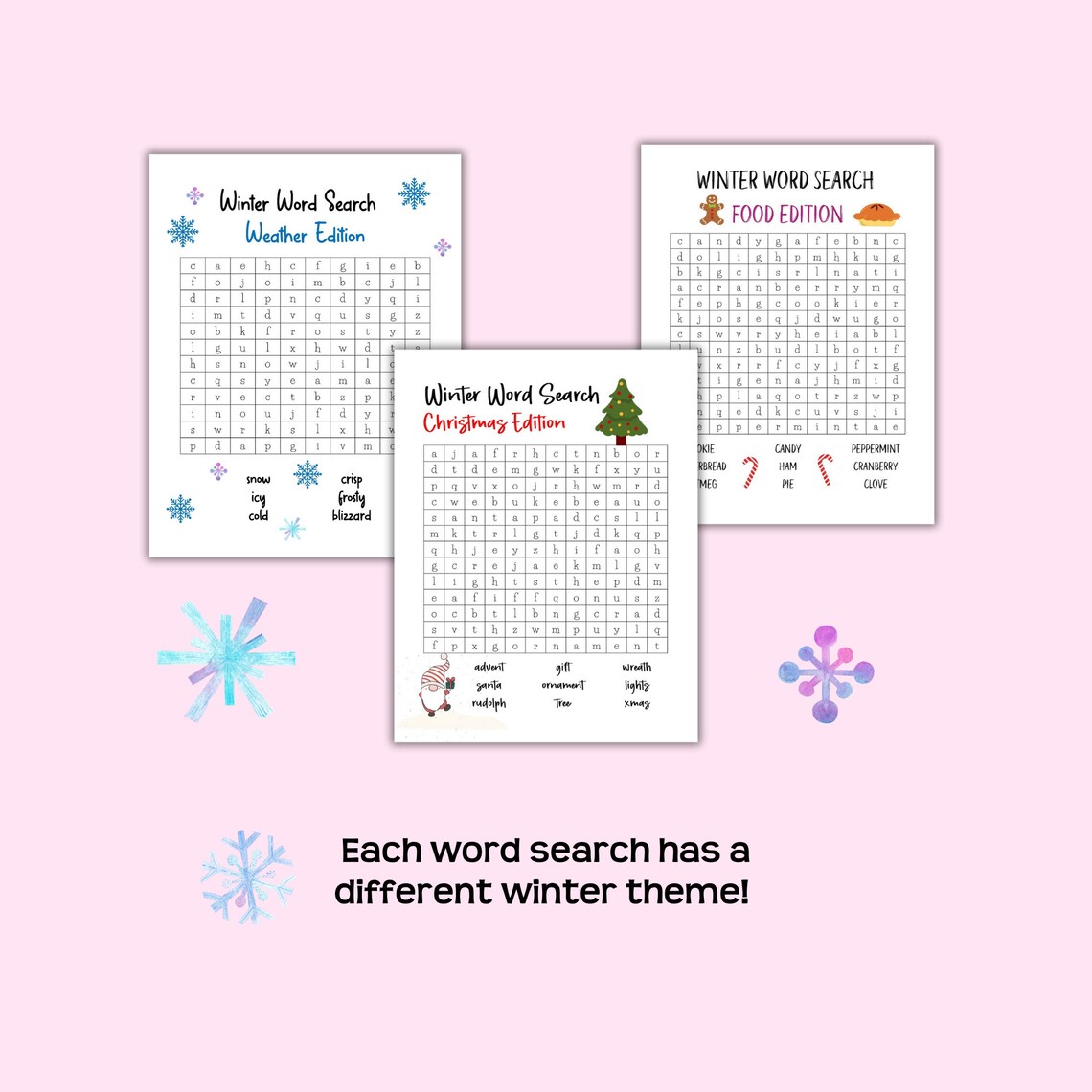 Printable Winter Word Search Bundle 6 Printable Games - Etsy