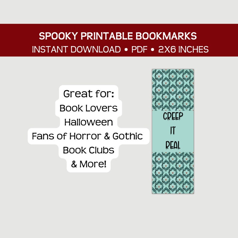 Printable Spooky Bookmarks: Gothic Halloween Reader Gift (PDF Download ...