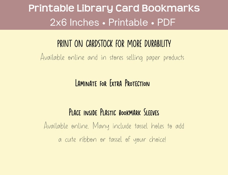 Printable Library Card Bookmarks Gift for Library Lovers and - Etsy