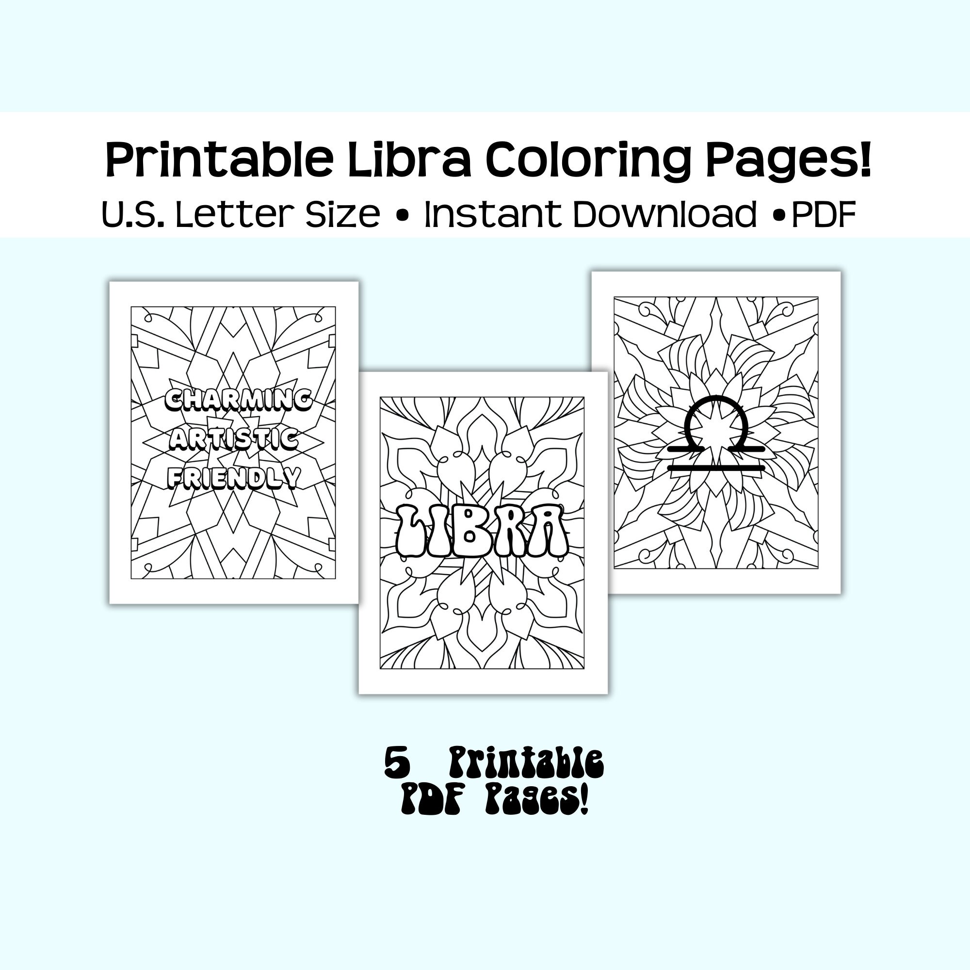 Printable Libra Zodiac Sign Coloring Sheets, September and October ...