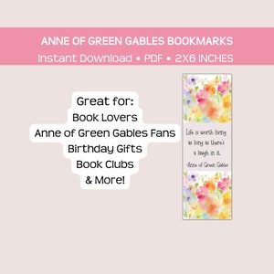 Printable Anne of Green Gables Bookmarks, L M Montgomery, Instant ...