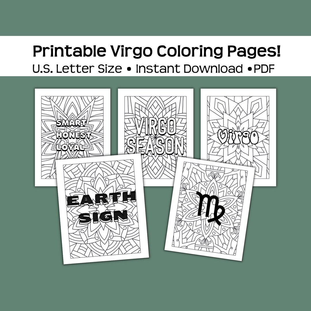 Printable Virgo Coloring Pages, August and September Birthday, Gift for ...