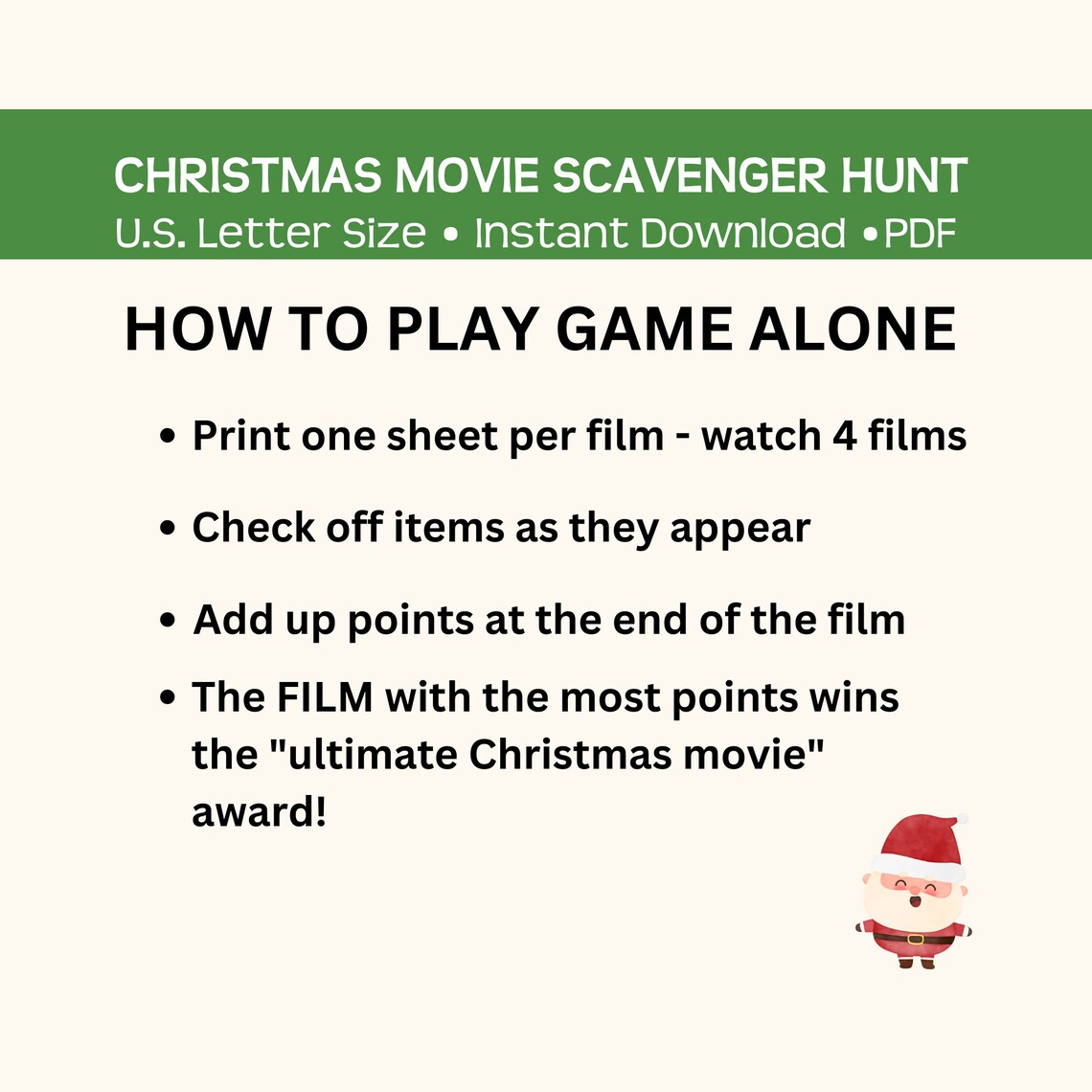 Printable Christmas Movie Scavenger Hunt Game, Play Alone or With ...