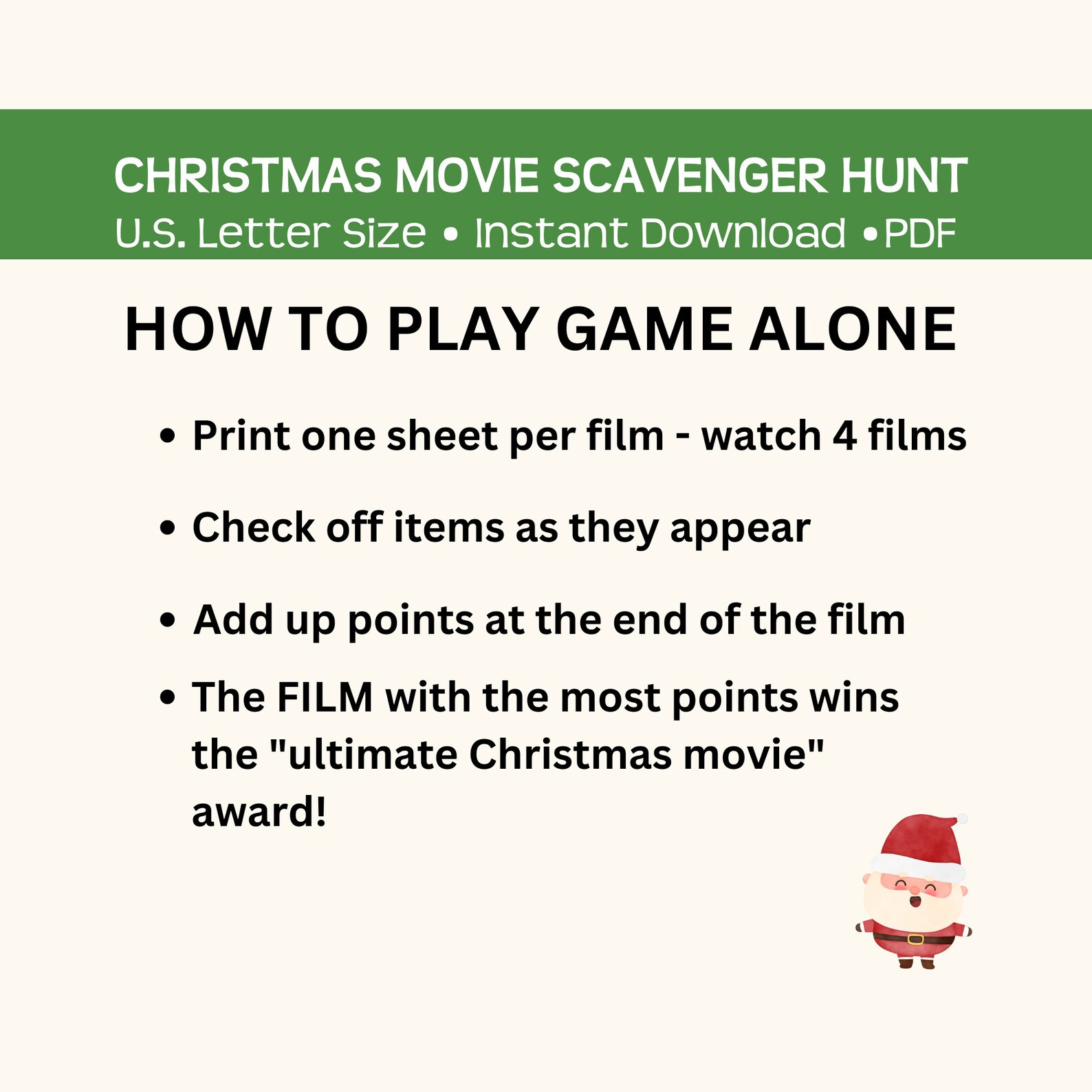 Printable Christmas Movie Scavenger Hunt Game, Play Alone or With ...