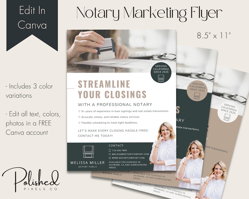 Notary Marketing Flyer Template Digital Download for Escrow, Title ...