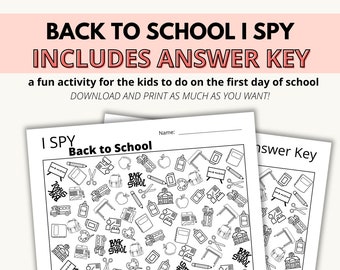 Back to School I Spy Activity for Kids, Back to School Printable, First ...
