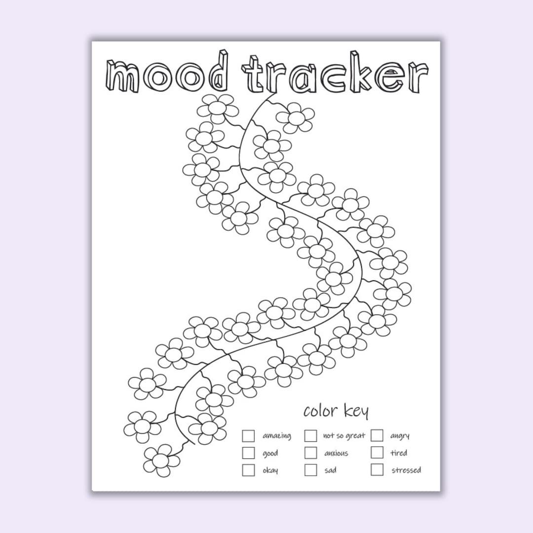 Printable Mood Tracker, Flower Mood Tracker, Journal Printable, Monthly ...
