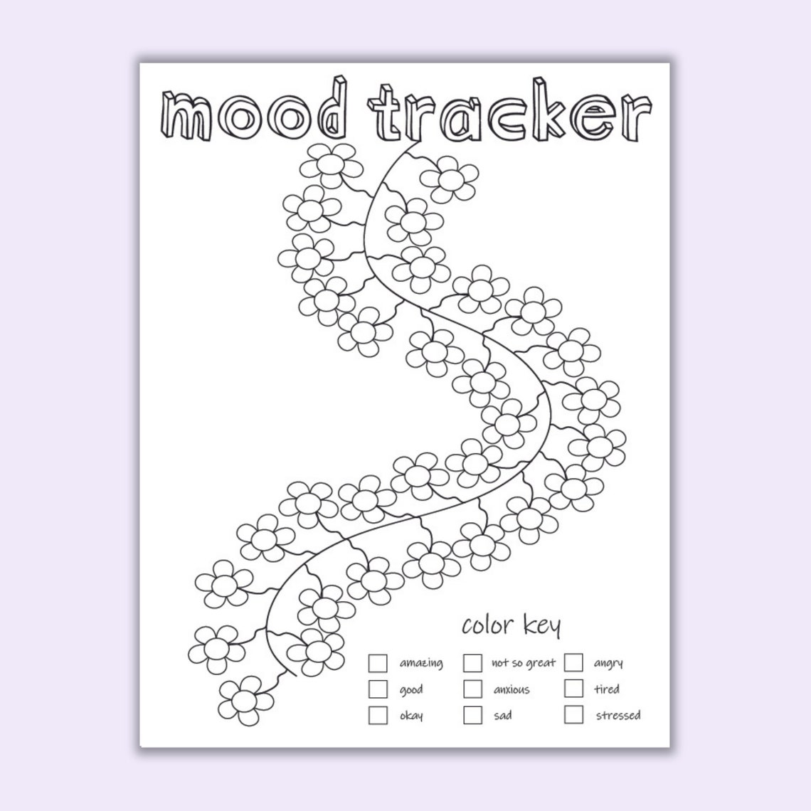 Printable Mood Tracker, Flower Mood Tracker, Journal Printable, Monthly ...