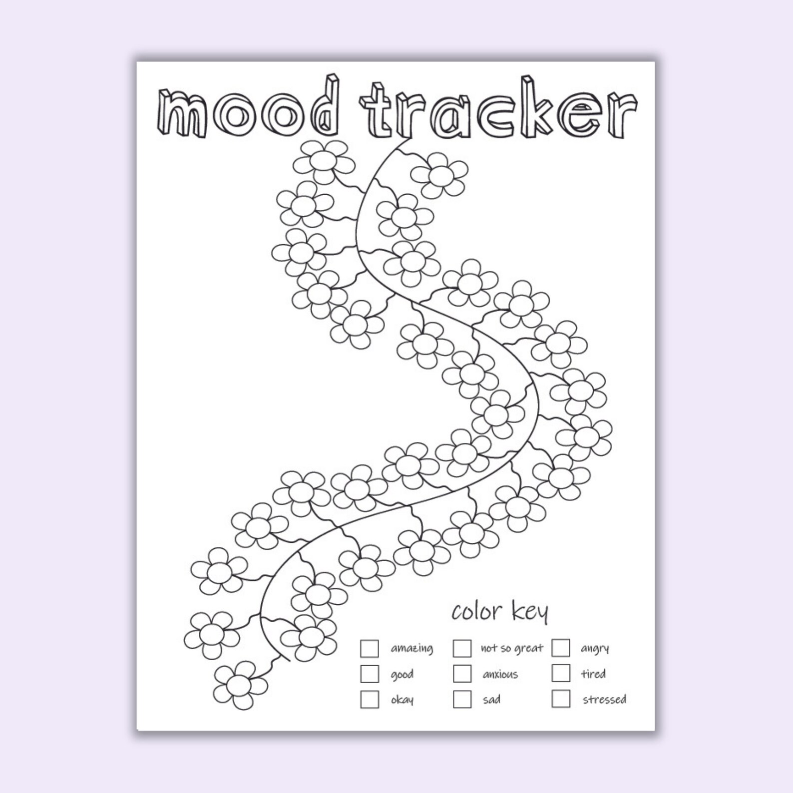 Printable Mood Tracker, Flower Mood Tracker, Journal Printable, Monthly ...