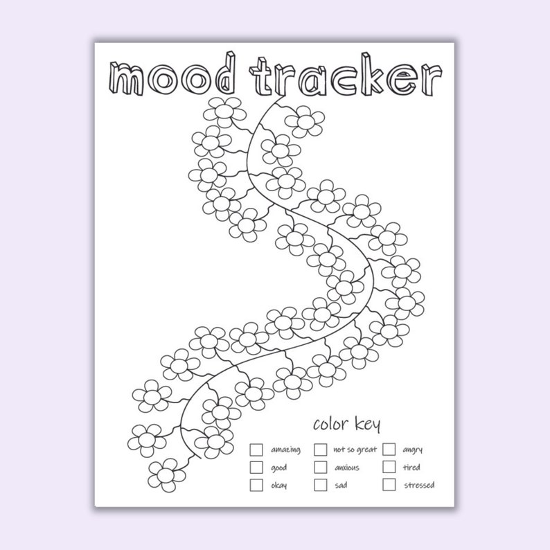 Printable Mood Tracker, Flower Mood Tracker, Journal Printable, Monthly ...