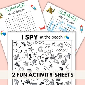 Summer Word Search and I Spy the Beach, Printable Activity for Young ...