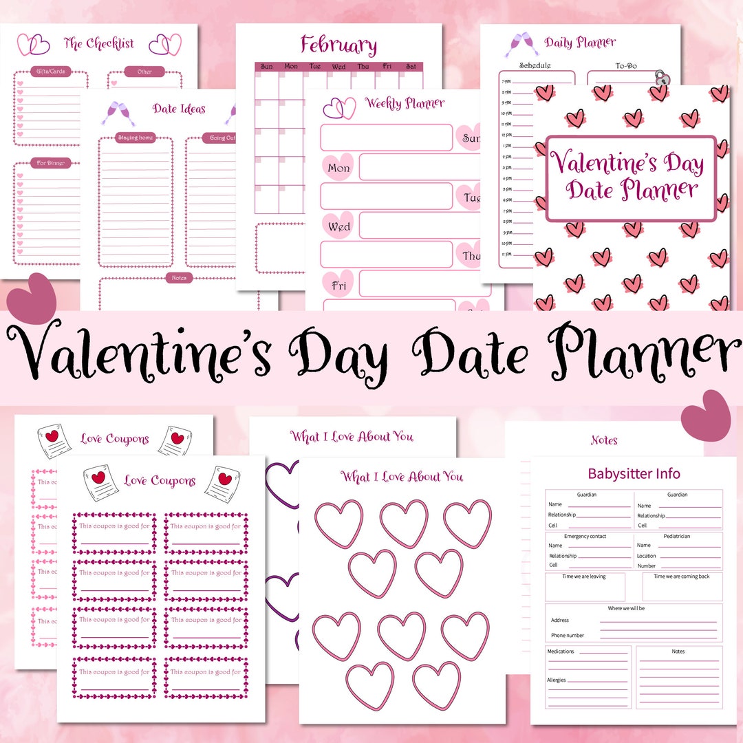 Valentine's Day Date Planner, Valentine's Day Planner for Couples, Date ...