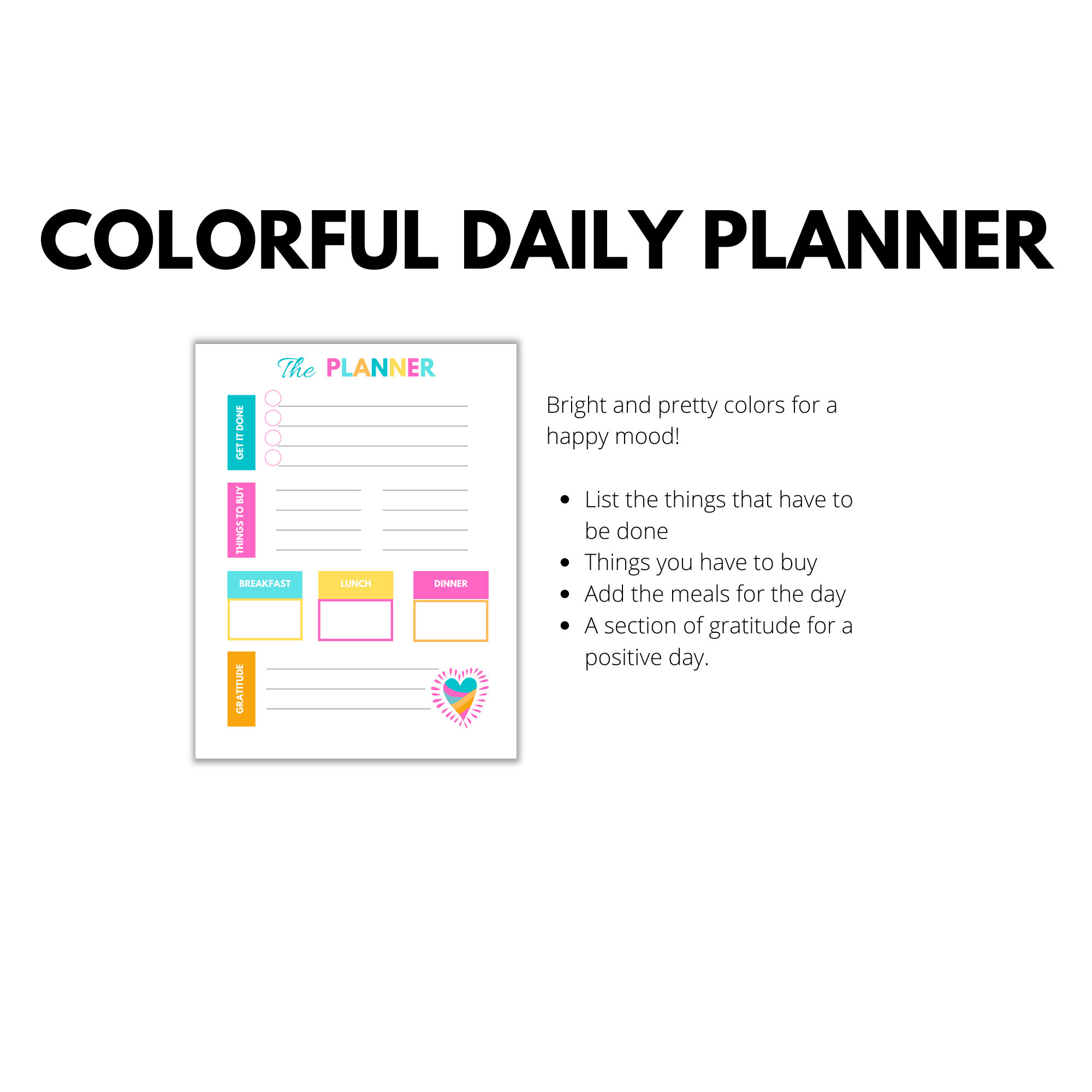 Colorful Daily Planner Printable, Daily Planner, Cute Day Planner ...