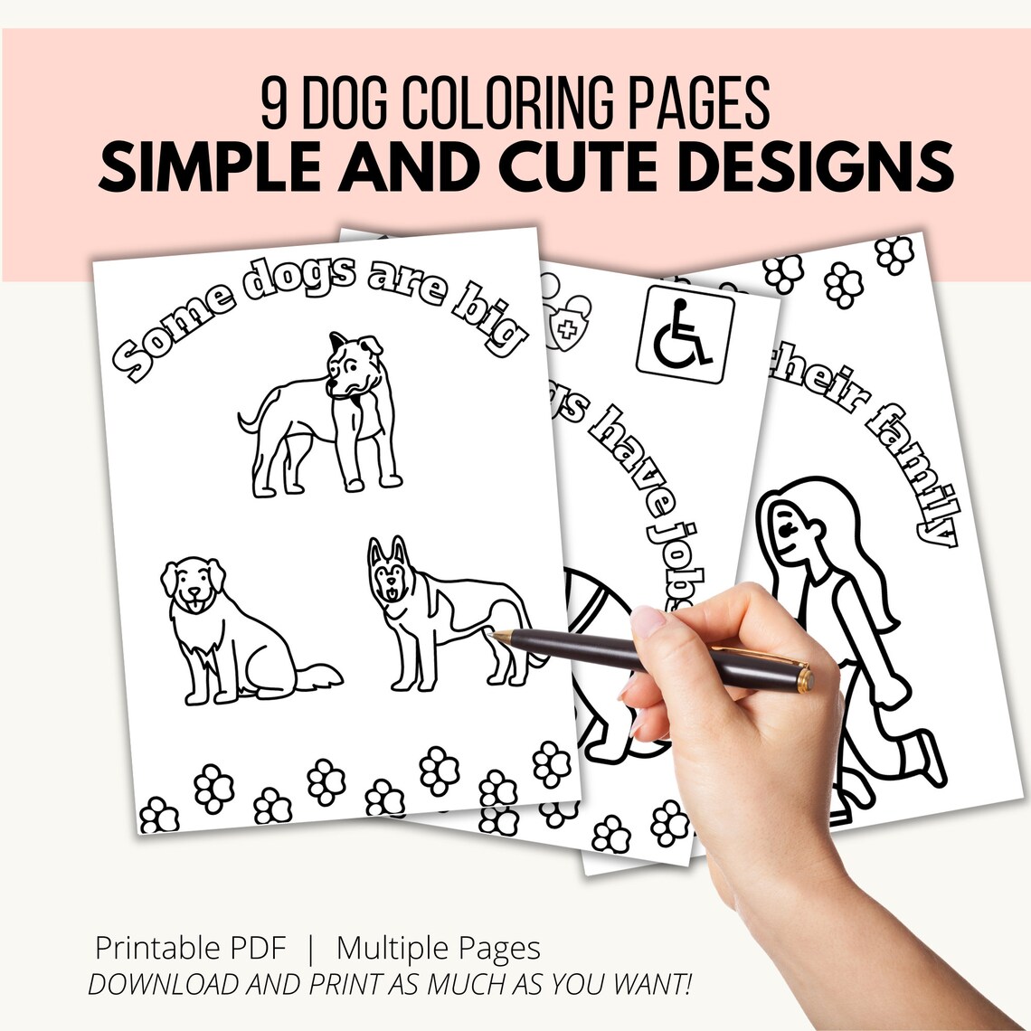 Dog Coloring Pages for Young Kids, Fun Learning (PDF) - Etsy
