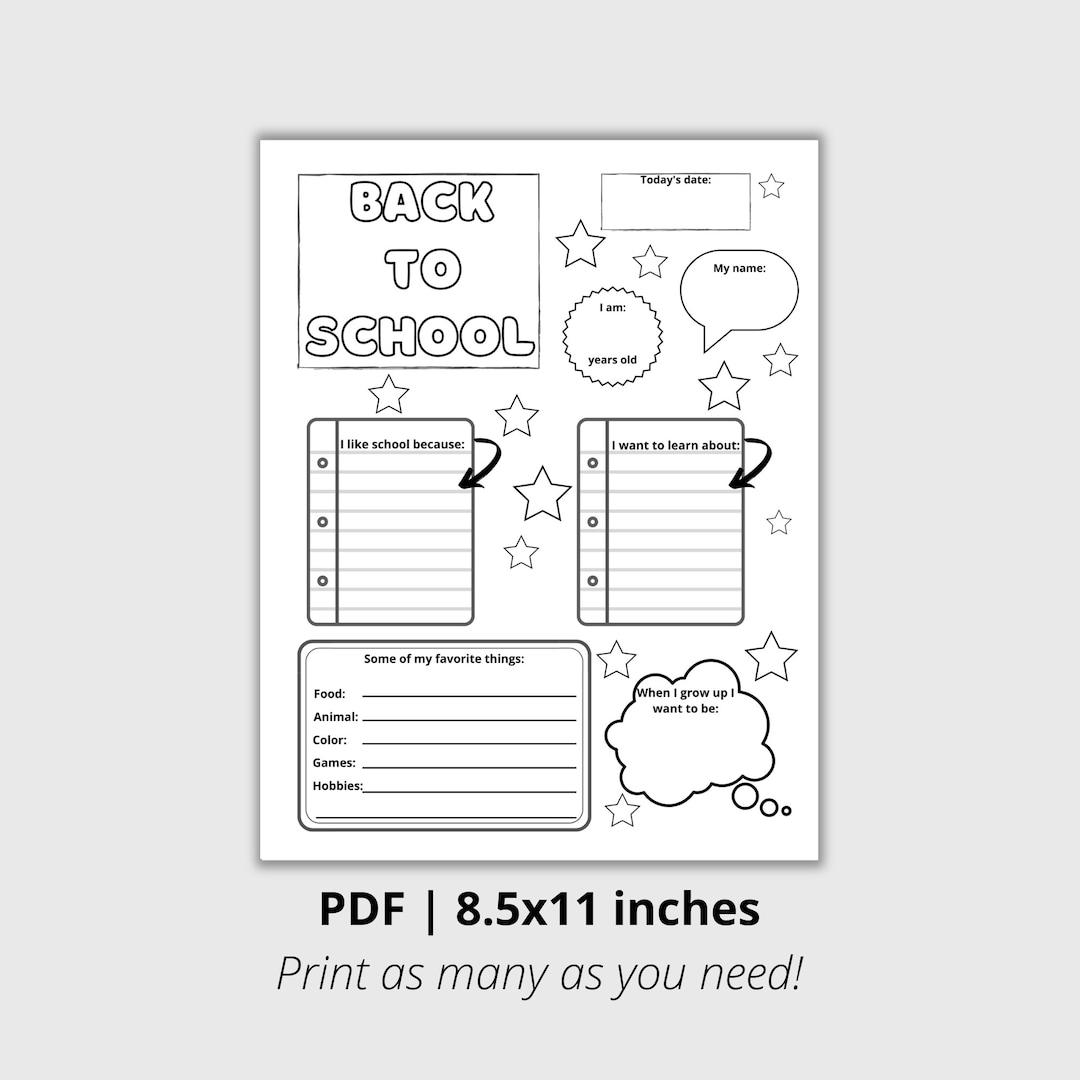 Back to School About Me, First Day of School About Me Page, Perfect for ...