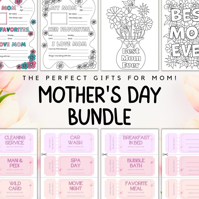 Mother's Day Printable Gift Bundle, Mother's Day Gifts From a Child ...
