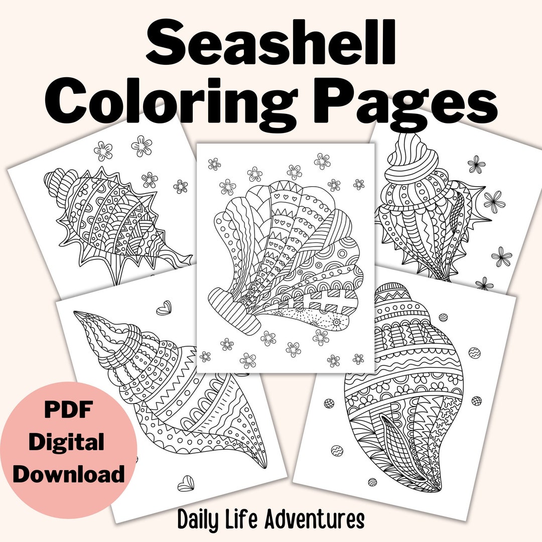 Seashell Coloring Pages, Printable Coloring Pages, Adult Coloring Pages ...
