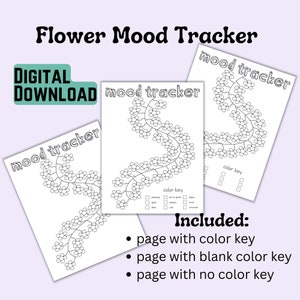 Printable Mood Tracker, Flower Mood Tracker, Journal Printable, Monthly ...