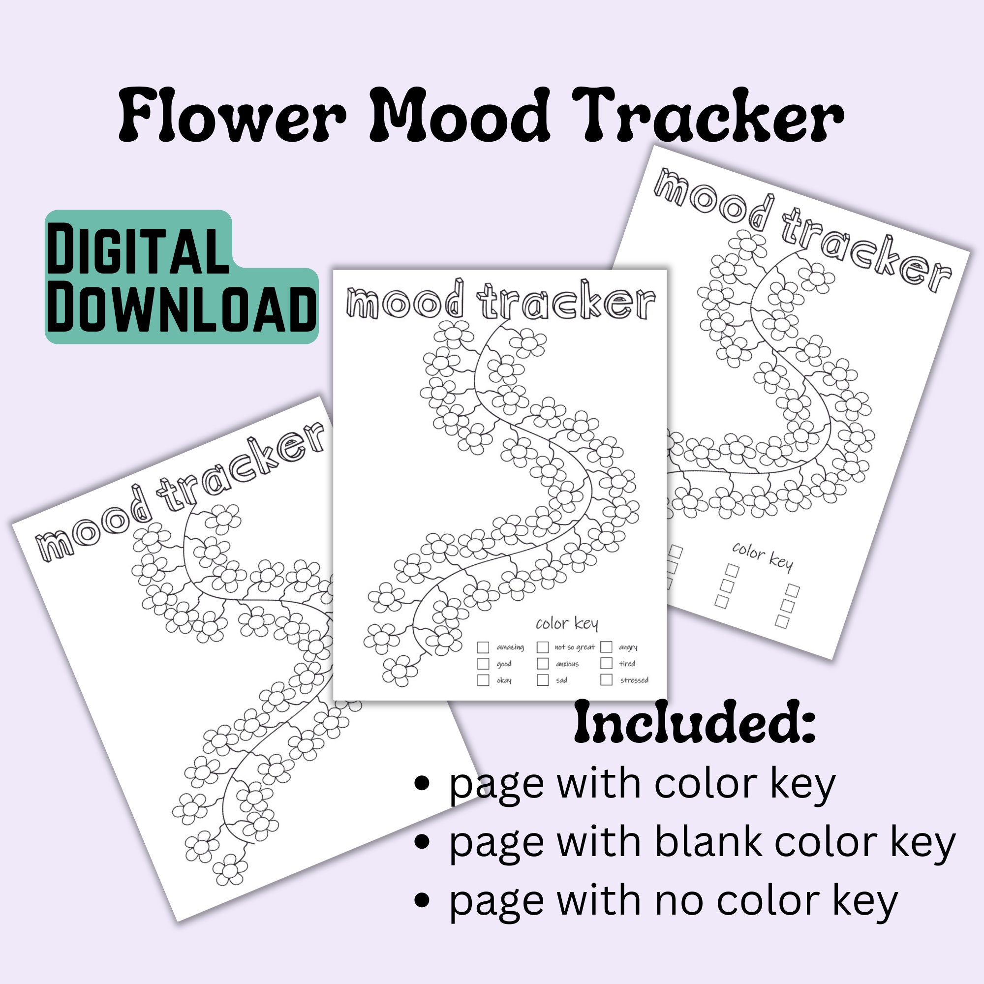 Printable Mood Tracker, Flower Mood Tracker, Journal Printable, Monthly ...