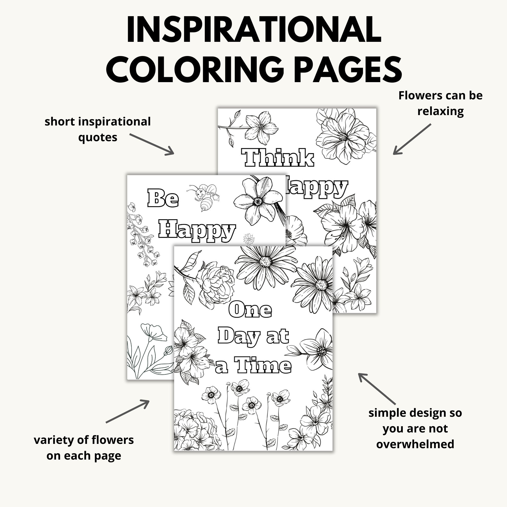 Flower Coloring Pages With Inspirational Quotes, Inspirational Coloring ...