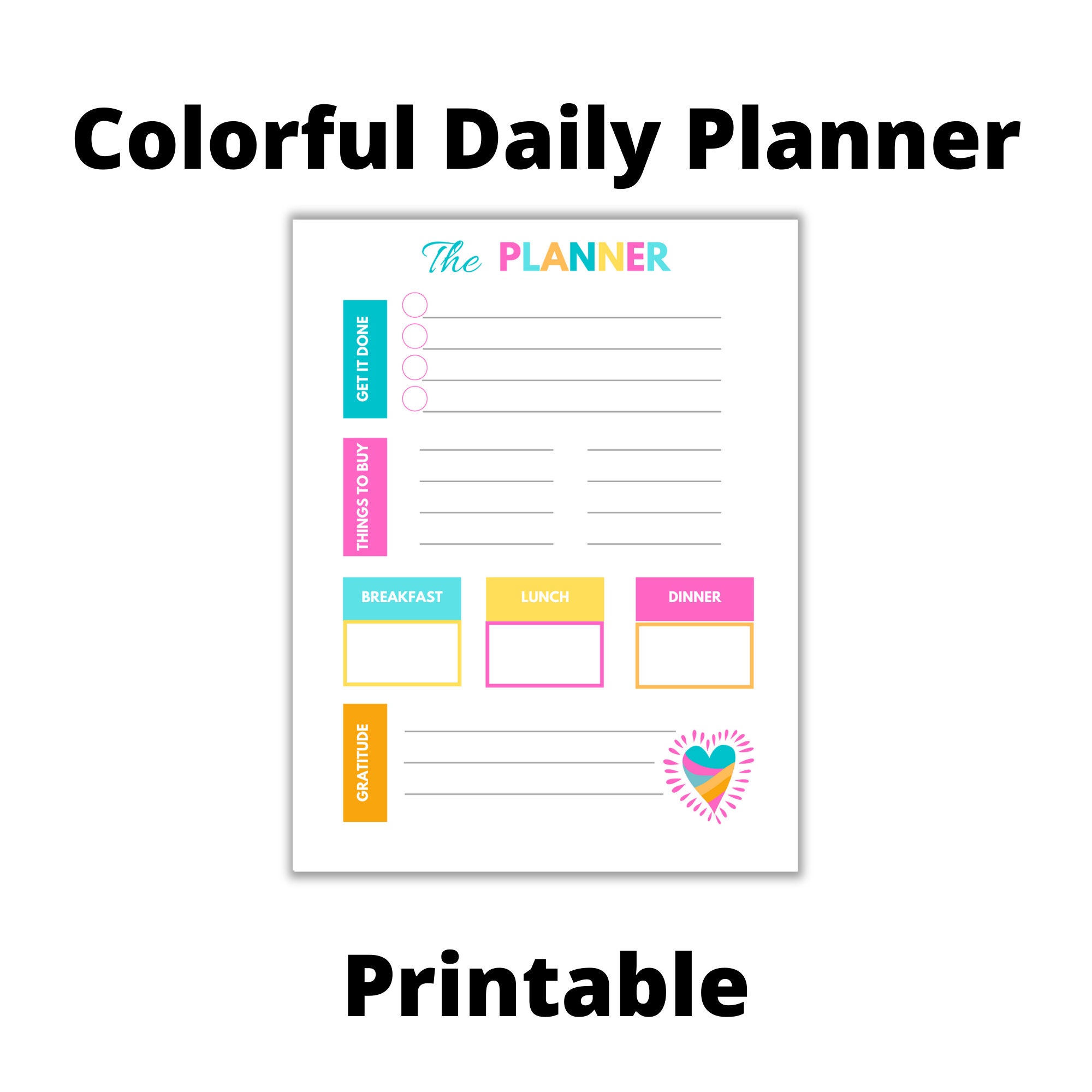 Colorful Daily Planner Printable, Daily Planner, Cute Day Planner ...