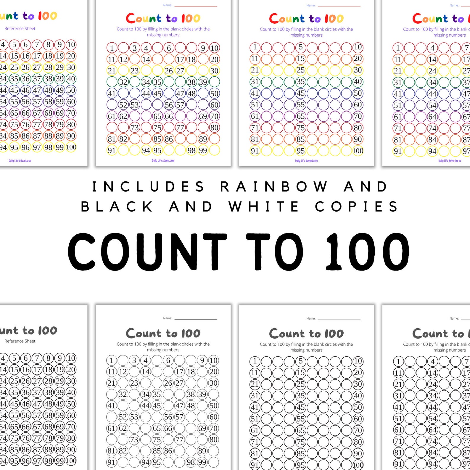 Printable Count to 100 Worksheets, Printable Homeschool Worksheets ...