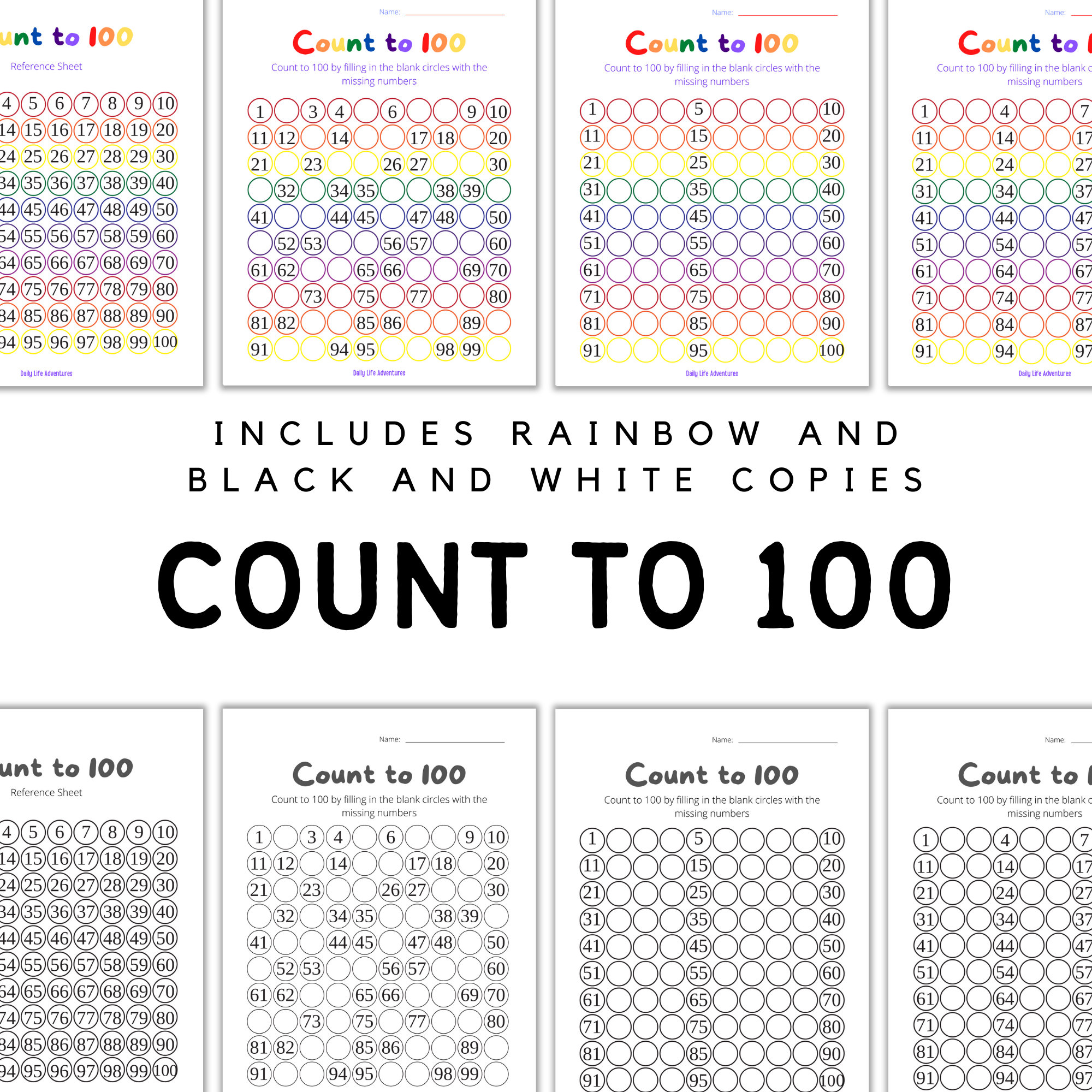 Printable Count to 100 Worksheets, Printable Homeschool Worksheets ...