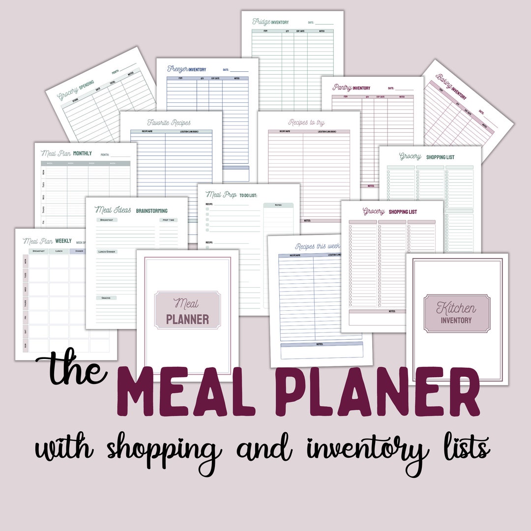 Printable Meal Planner With Shopping and Inventory Lists, Simple Meal ...