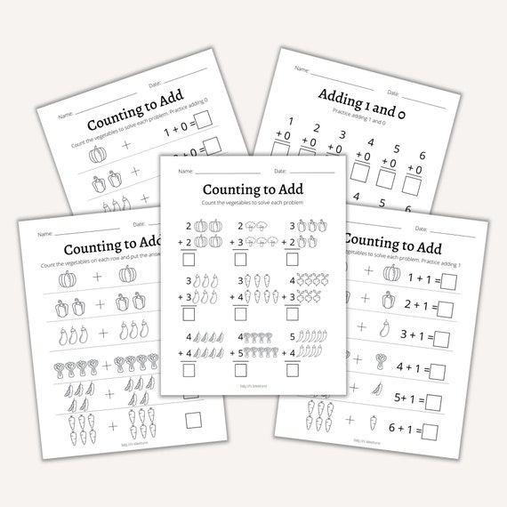 Count to Add Math Worksheets Homeschool Math Printables - Etsy
