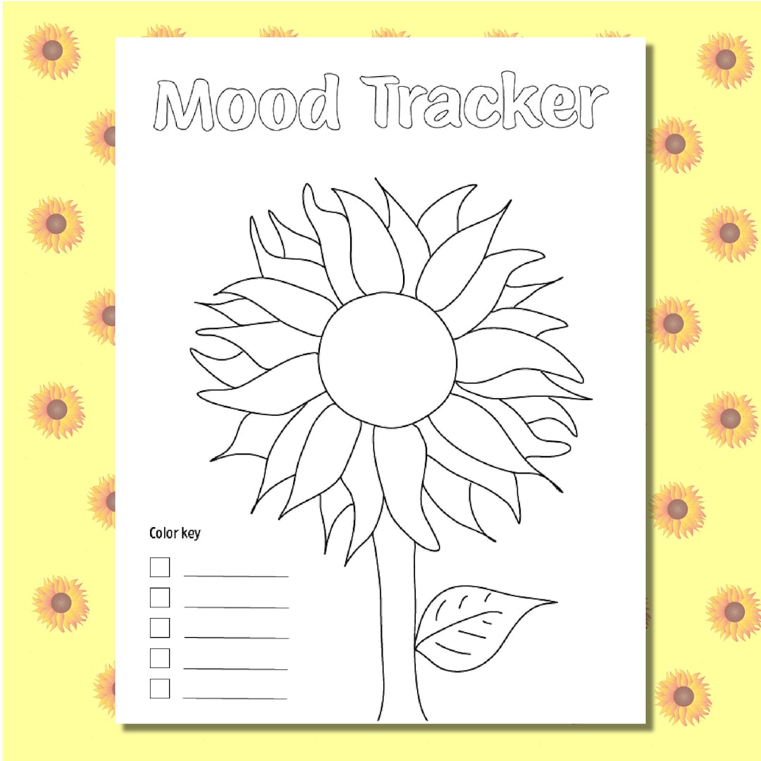 Hand Drawn Sunflower Mood Tracker, Mood Tracker Printable, Journal ...