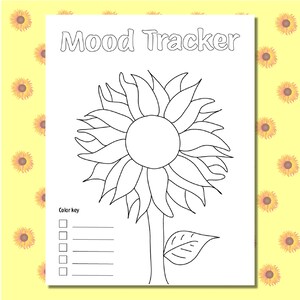 Hand Drawn Sunflower Mood Tracker, Mood Tracker Printable, Journal ...