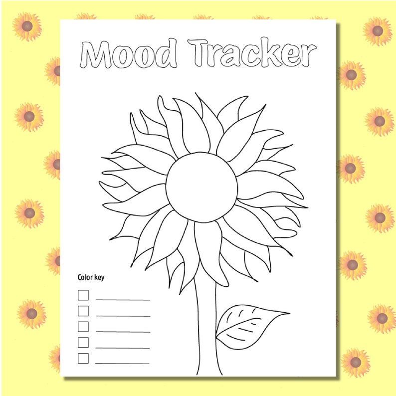 Hand Drawn Sunflower Mood Tracker, Mood Tracker Printable, Journal ...