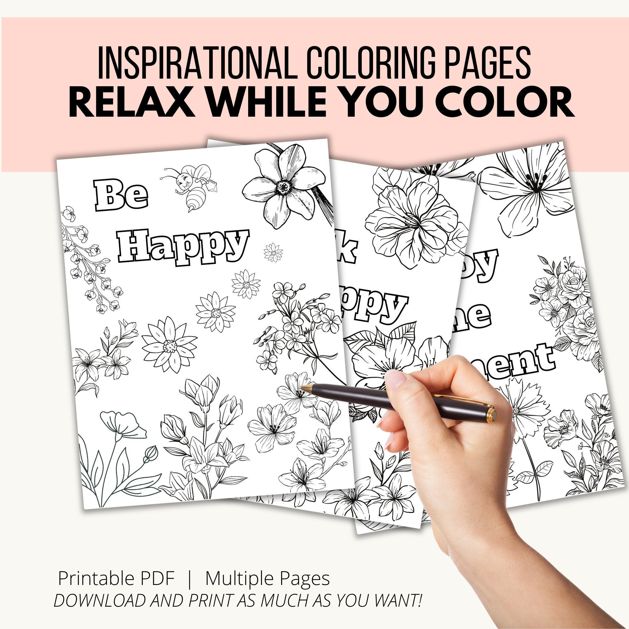 Flower Coloring Pages With Inspirational Quotes, Inspirational Coloring ...