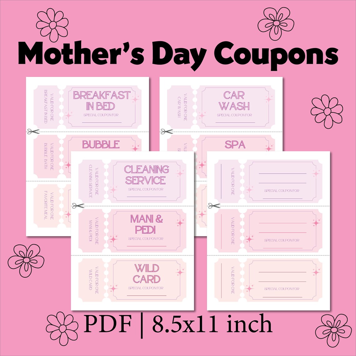 Mother's Day Coupons, Mother's Day Gifts From a Child, Printable ...