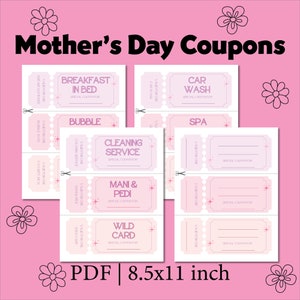 Mother's Day Coupons, Mother's Day Gifts From a Child, Printable ...
