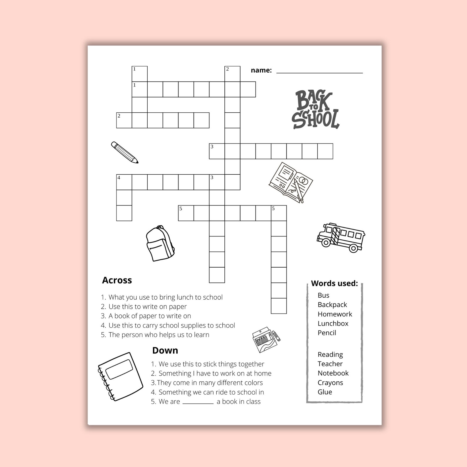 Back to School Printable Activities for Kids, Back to School Word ...