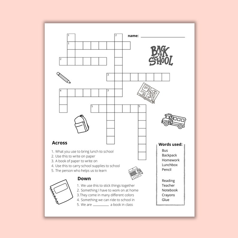 Back to School Printable Activities for Kids, Back to School Word ...