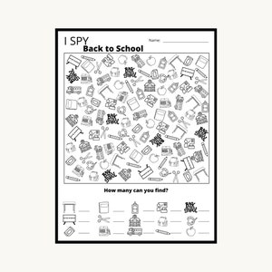 I Spy Back to School Printable, First Day of School Activity for Young ...