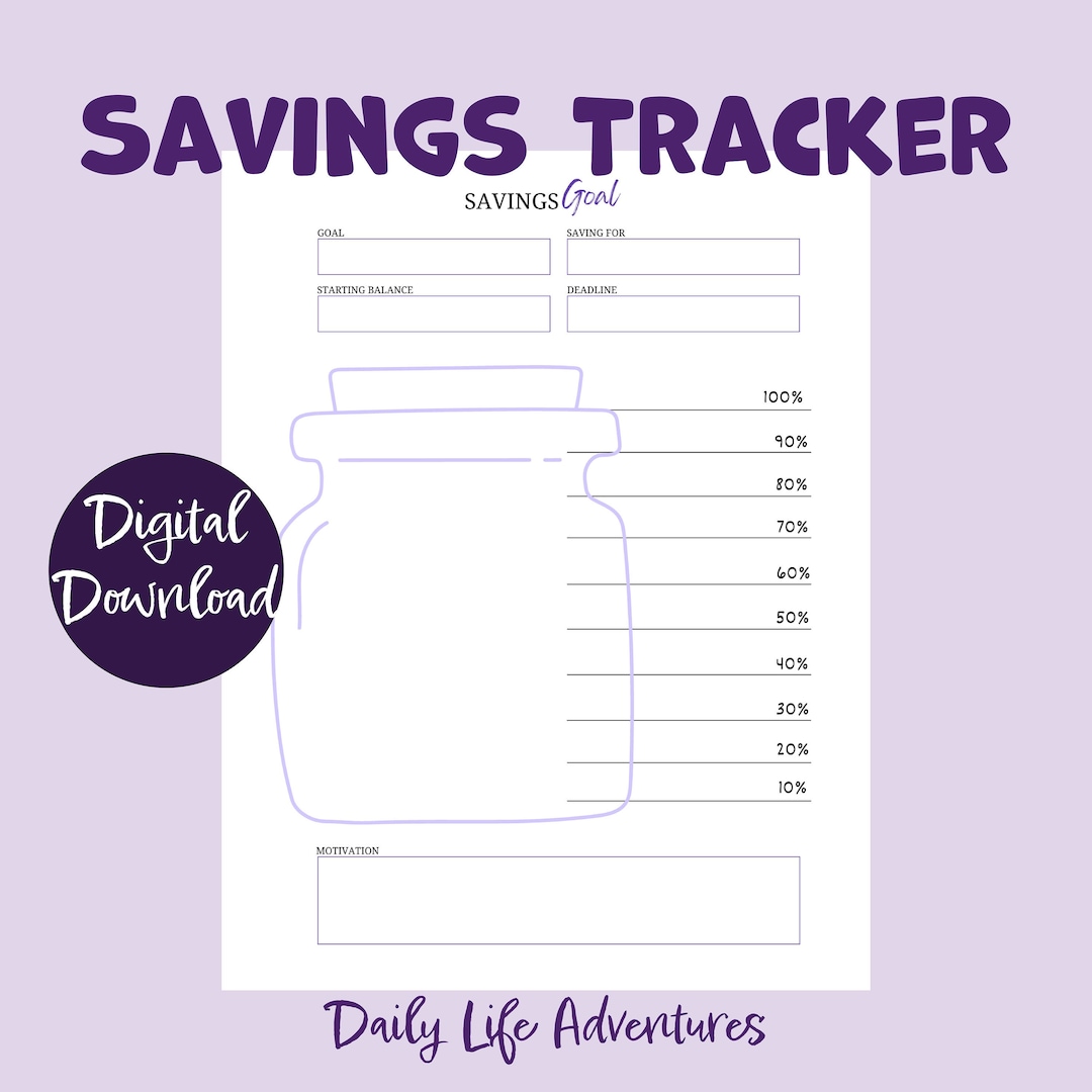 Savings Goal Tracker, Printable Saving Tracker, Savings Tracker PDF ...