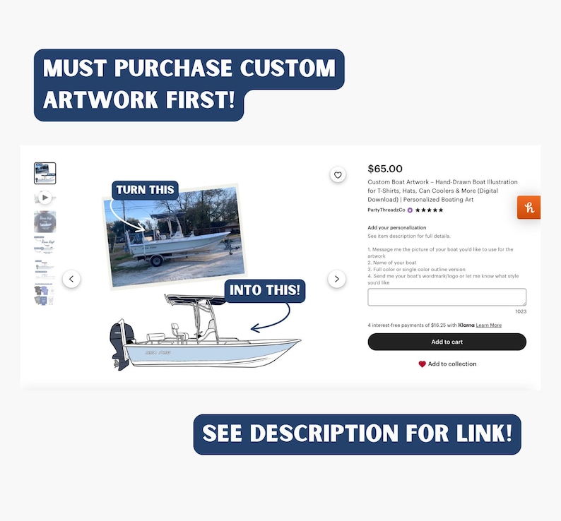 Custom Boat T-shirt (tshirt Only, Artwork Purchase Separately ...