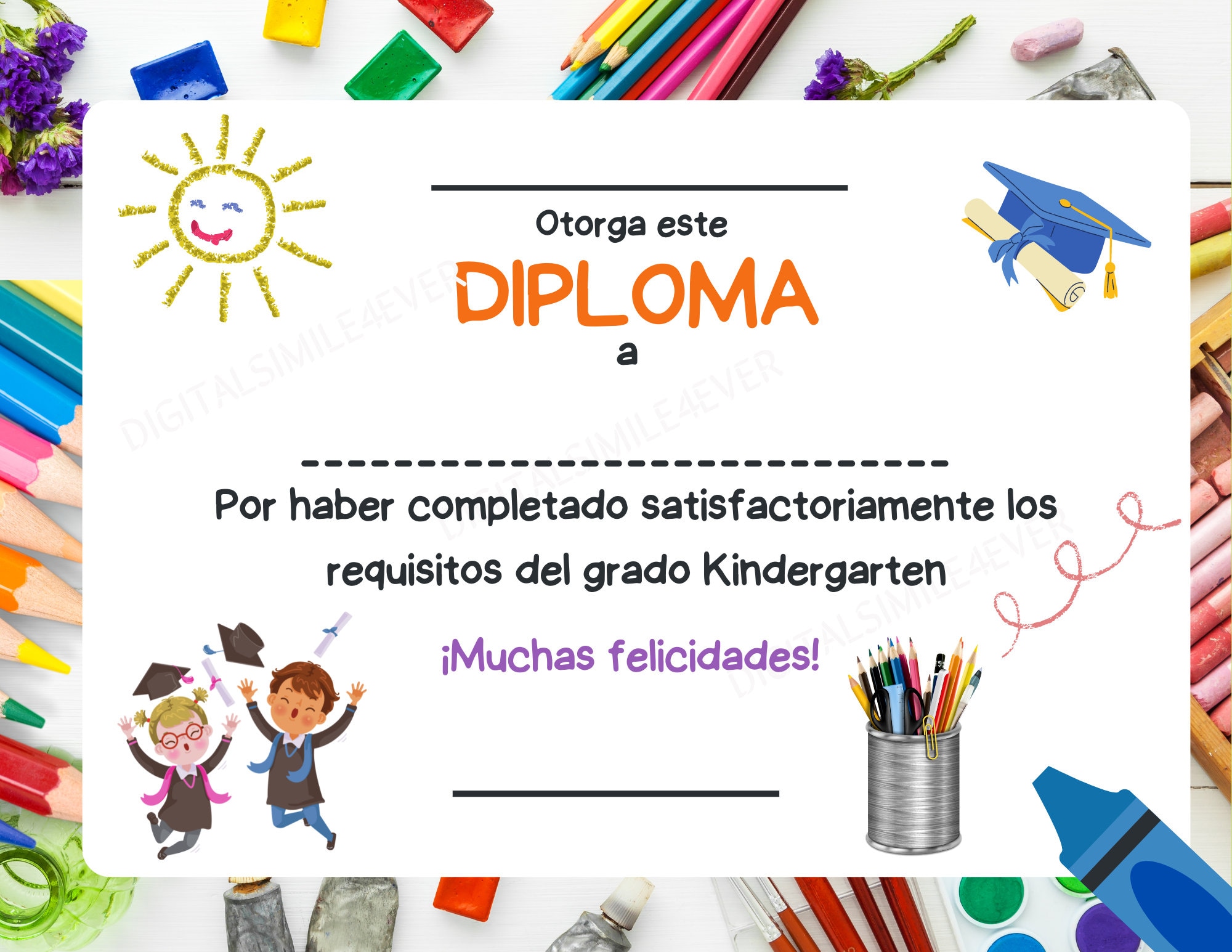 Spanish Diploma/certificate Personalized End of School Year, Graduation ...