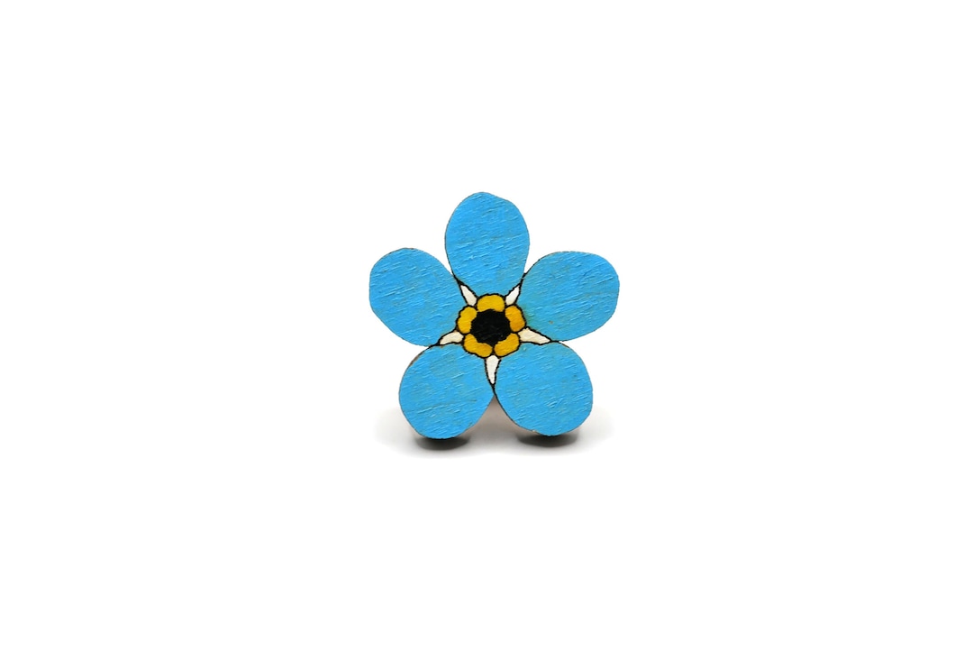 Hand Painted Wooden Forget-me-not Pin Brooch - Etsy UK