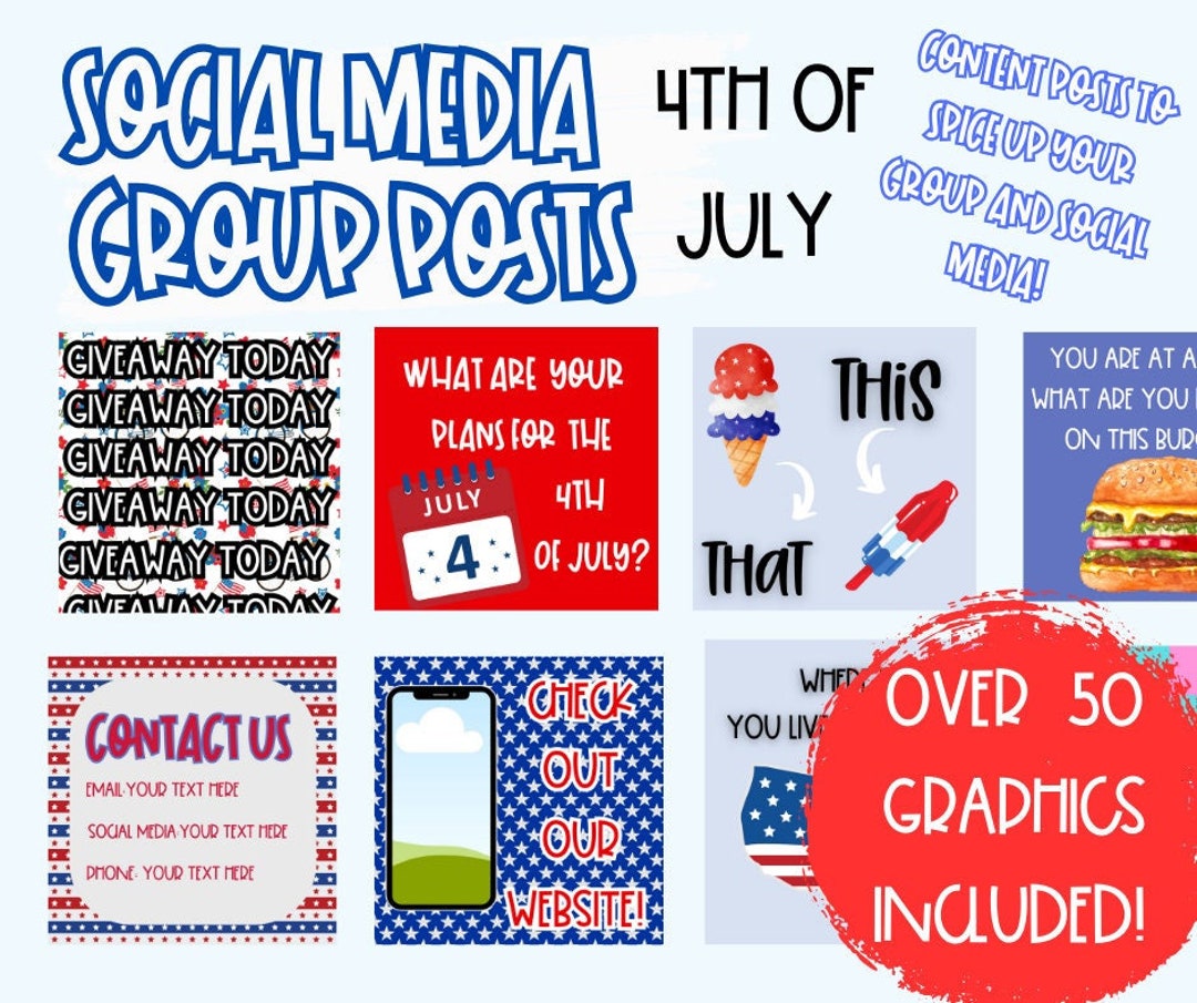 Social Media Engagement Posts Bundle, 4th of July Group Bundle ...