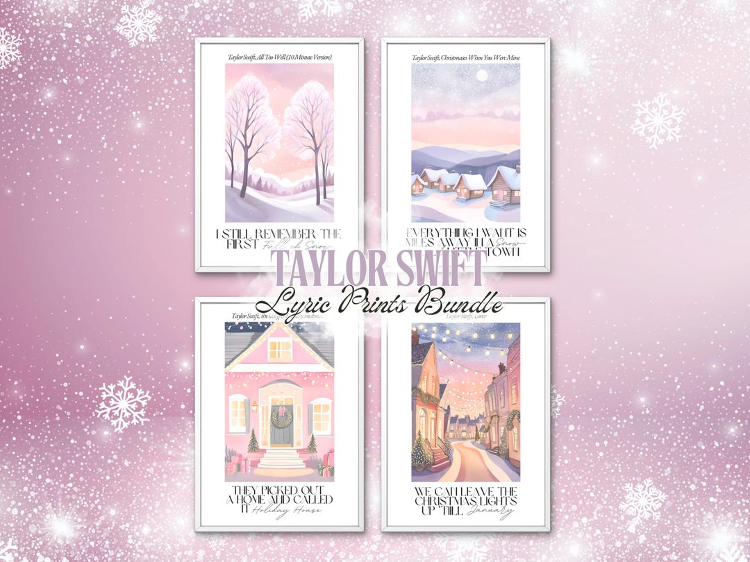Taylor Swift Christmas Festive Winter Lyrics Print Bundle Wall Art ...
