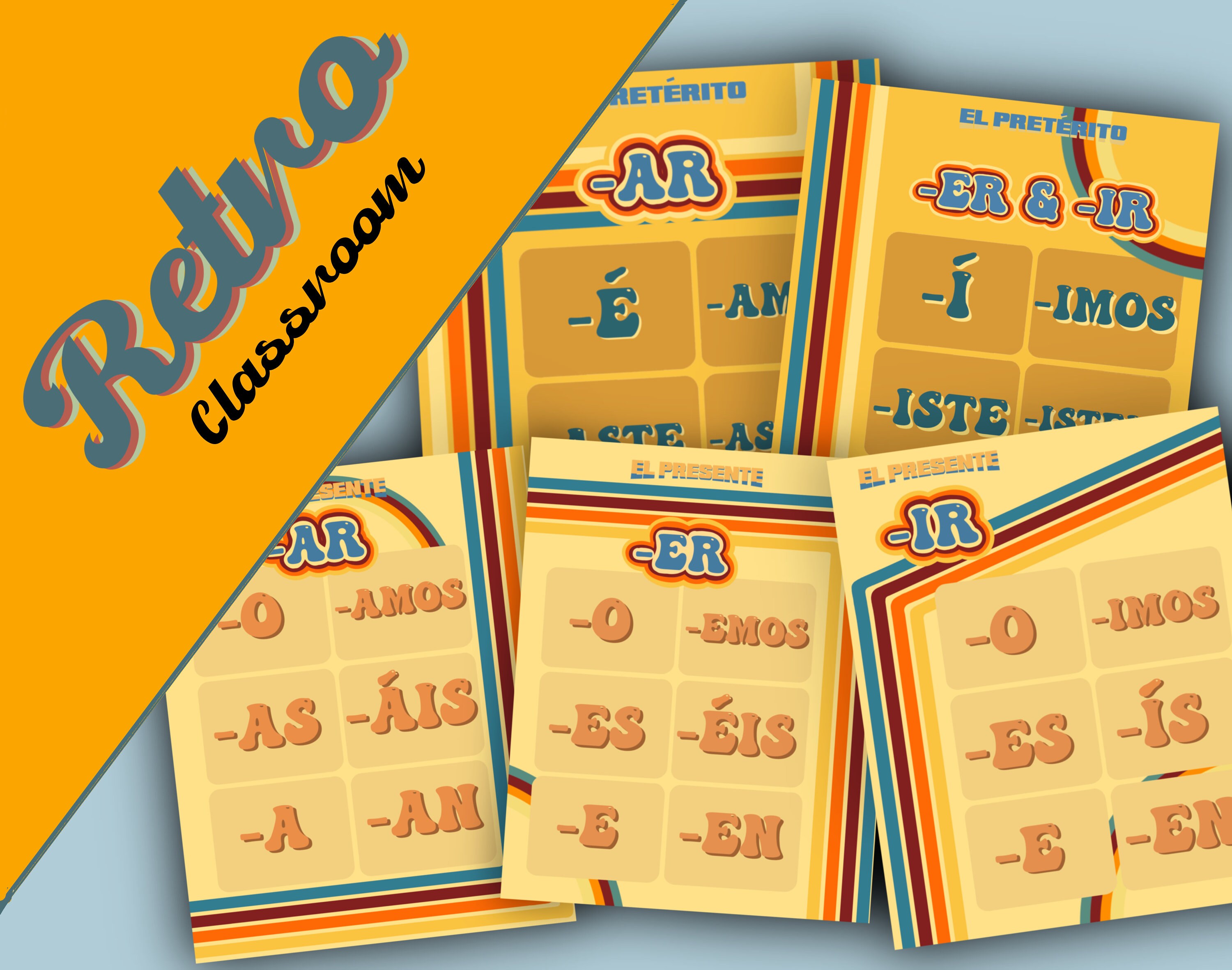 Spanish Verb Tense Pack - Retro - Etsy