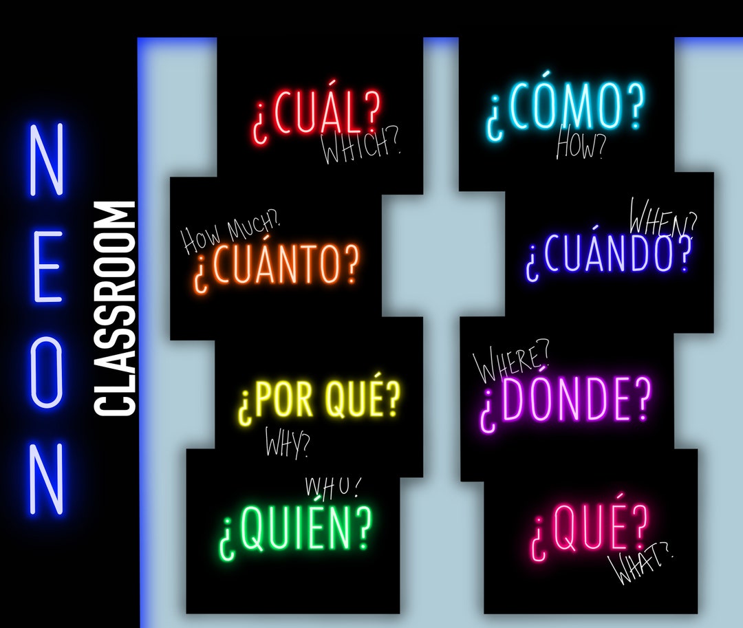 Spanish Question Words Neon - Etsy