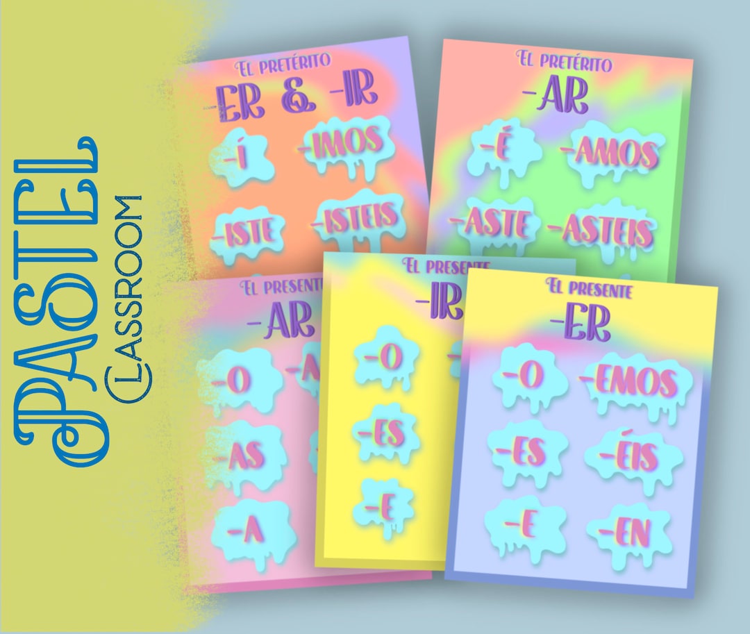 Spanish Verb Tense Pack - Pastel - Etsy