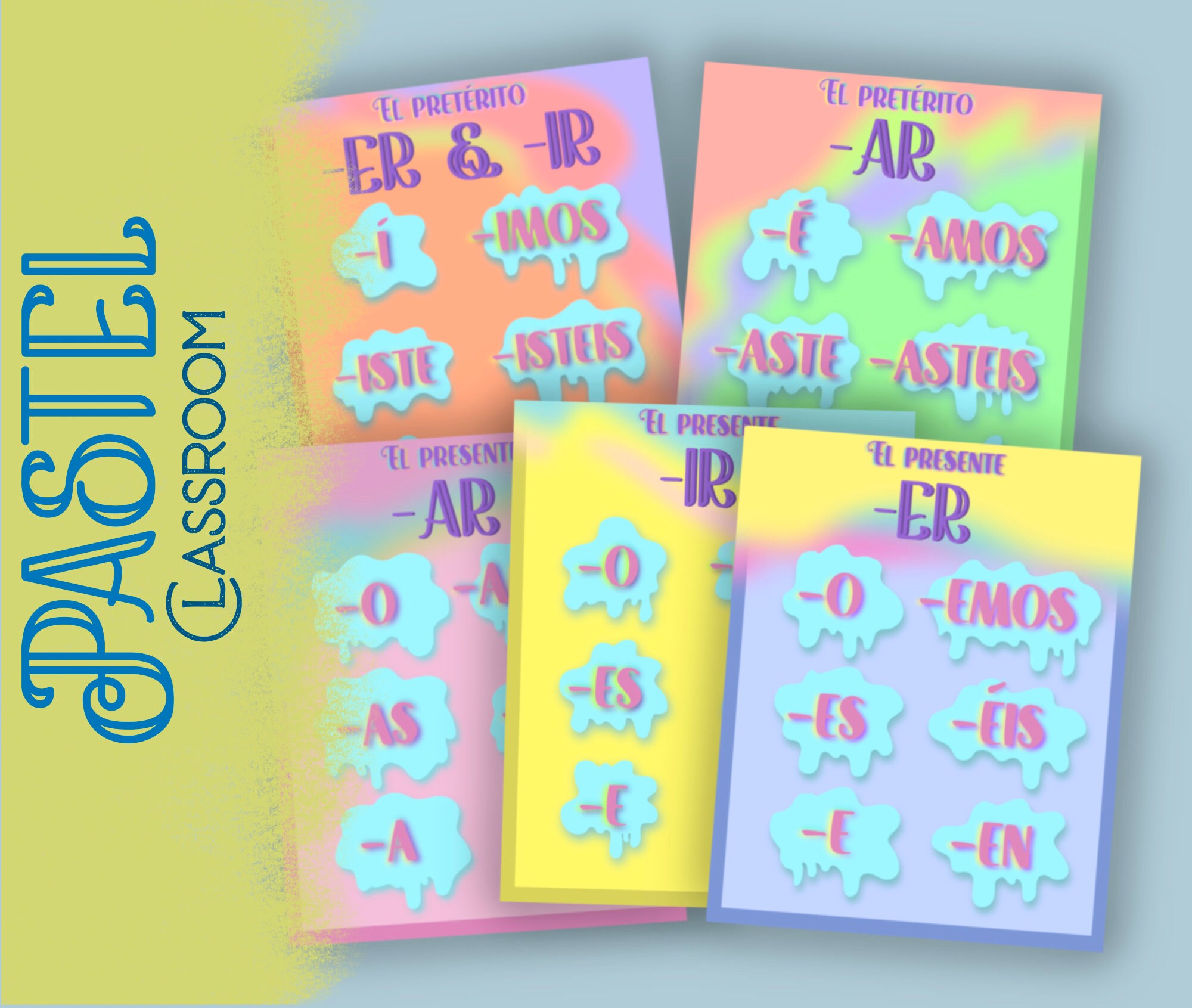 Spanish Verb Tense Pack - Pastel - Etsy